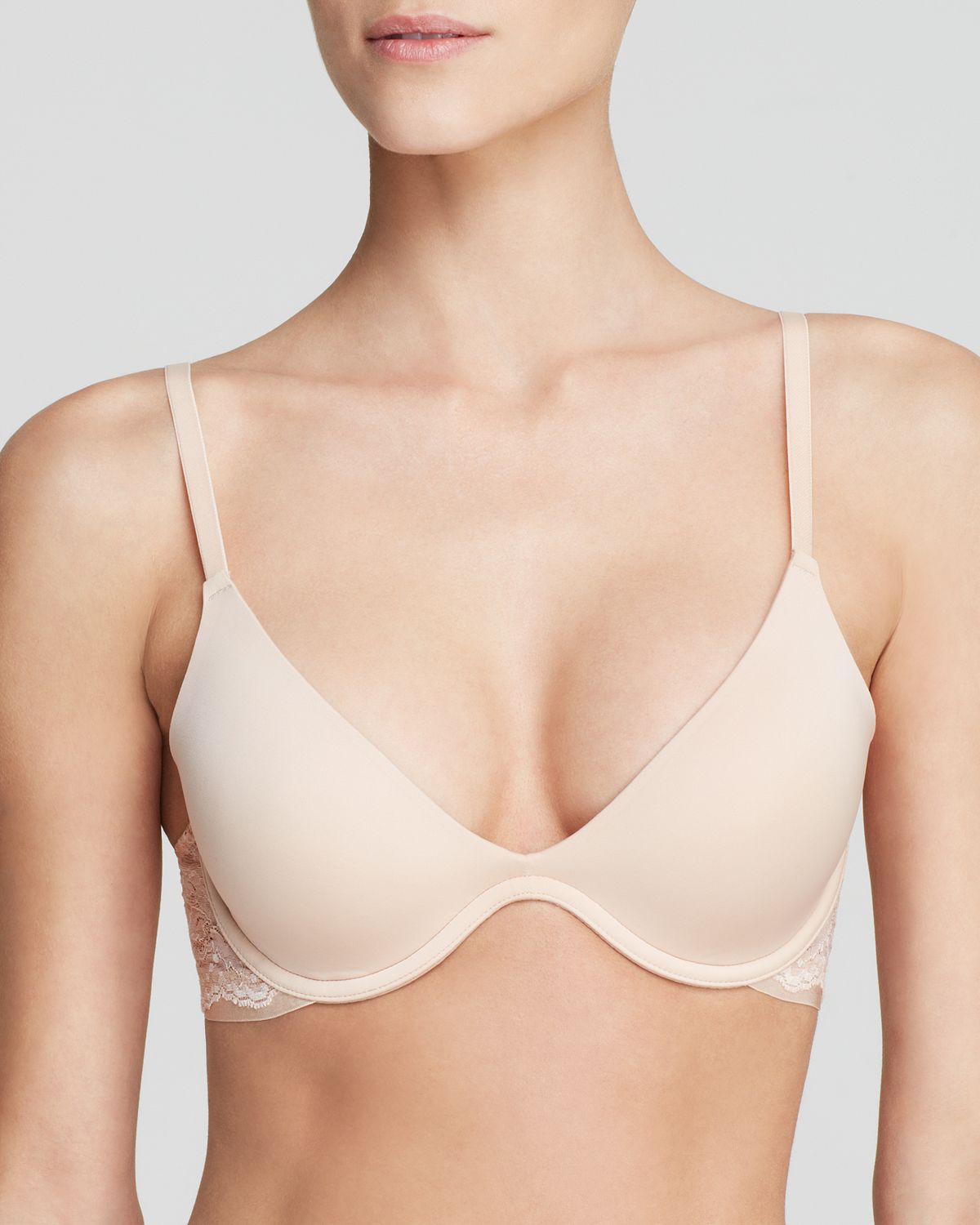 On Gossamer Beautifully Basic Plunge Bra Champagne – CheapUndies