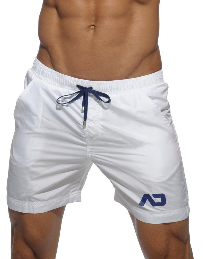 Addicted White Basic Long Swim Short – CheapUndies