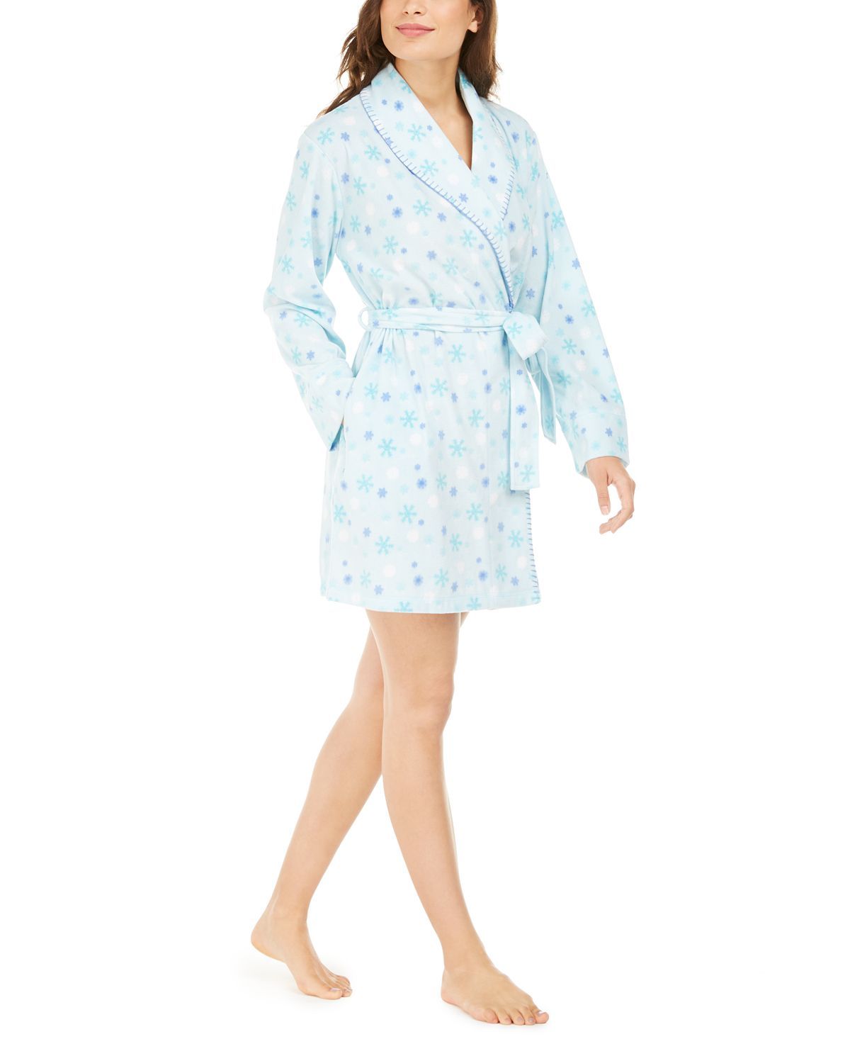 Muk Luks Wo Cozy Short Fleece Robe Falling Snow – CheapUndies