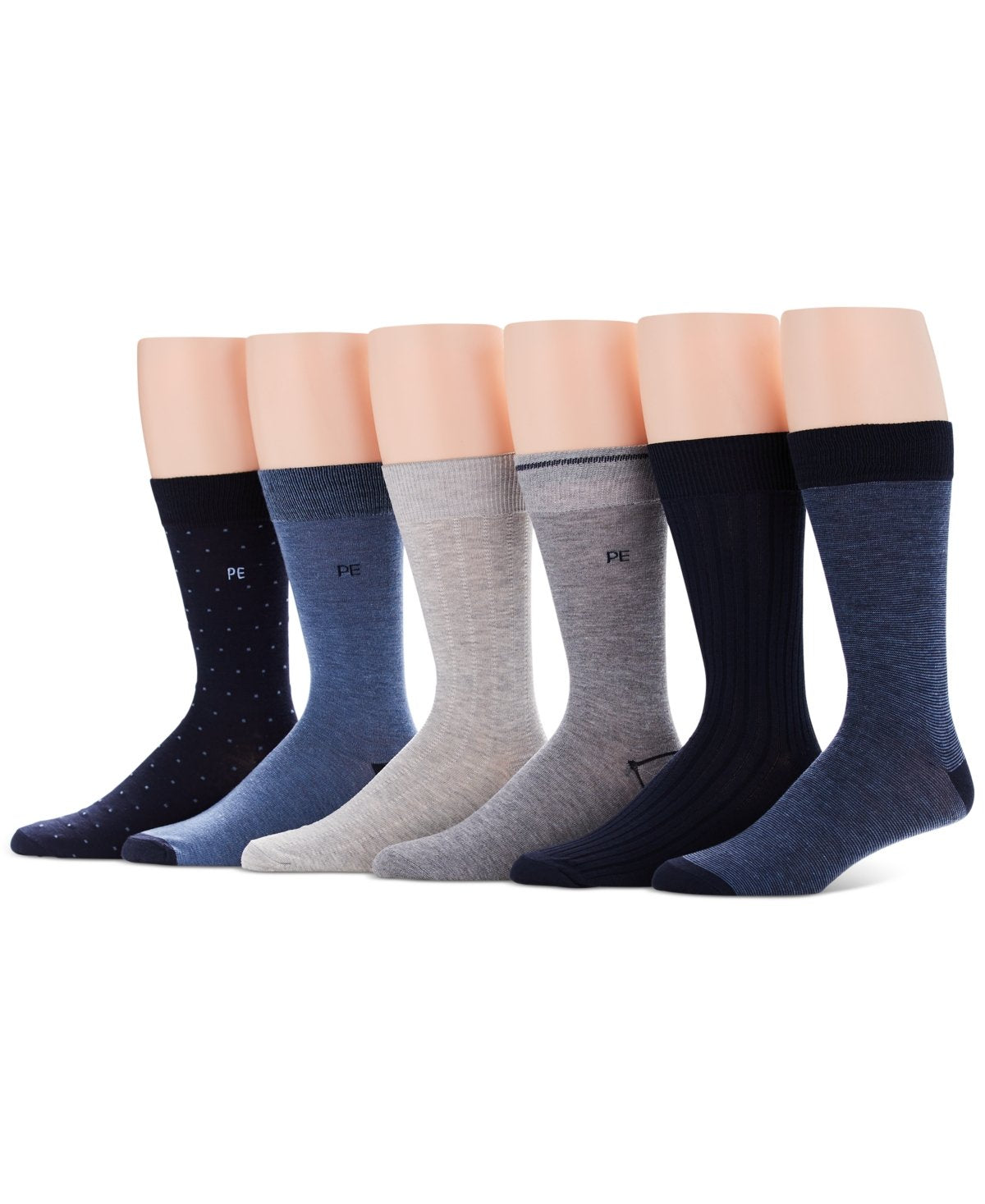 Perry Ellis Portfolio 6 - Pk. Pindot Casual Dress Socks - Dark Assorte ...