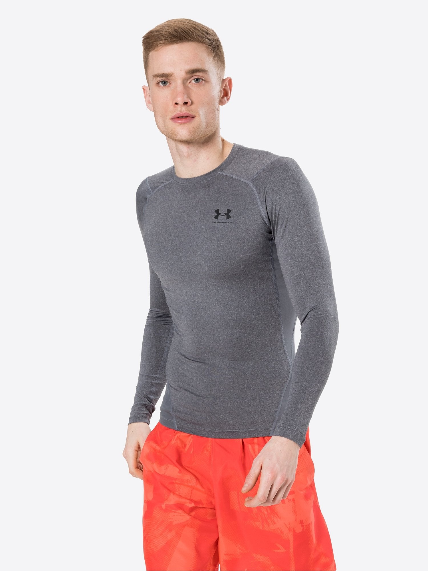 Under Armour Carbon Grey HeatGear Long Sleeve Compression Shirt ...