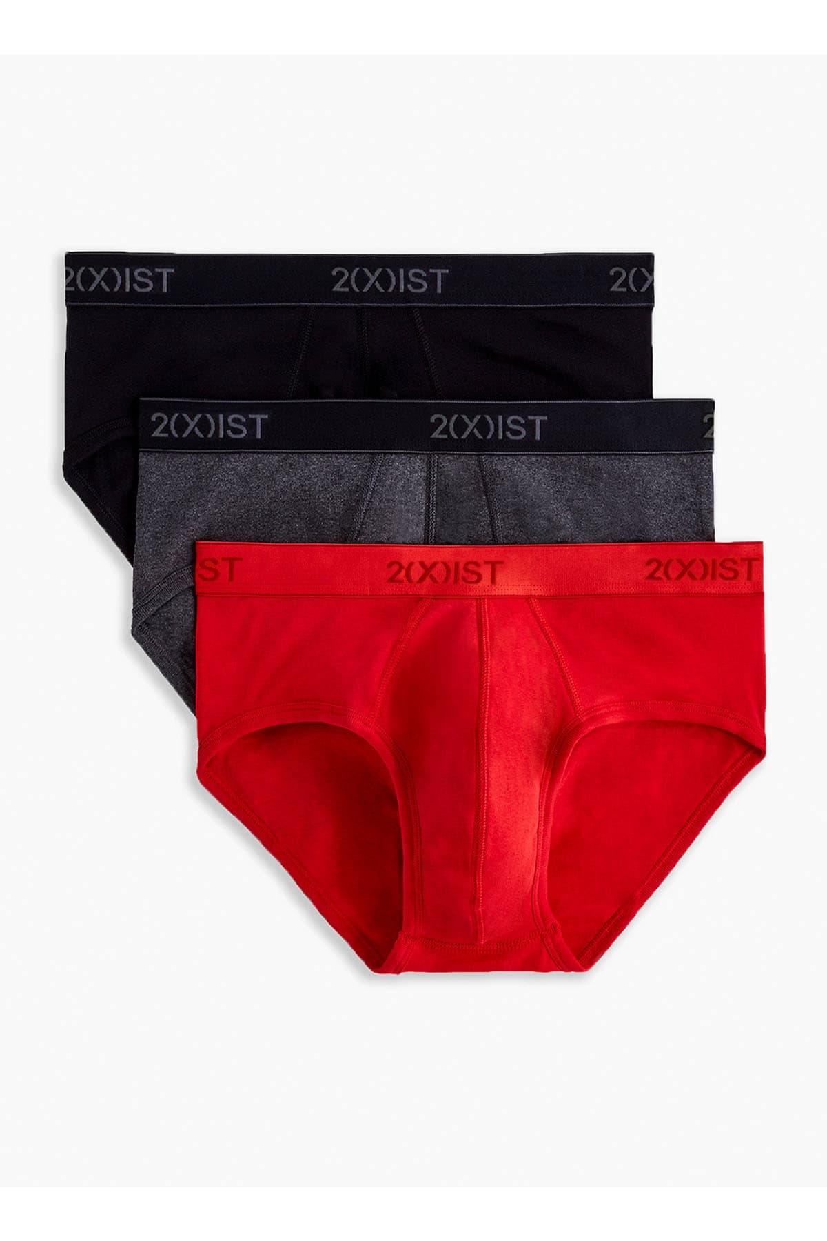 2(X)IST Red/Black/Charcoal Essential Contour Brief 3-Pack – CheapUndies