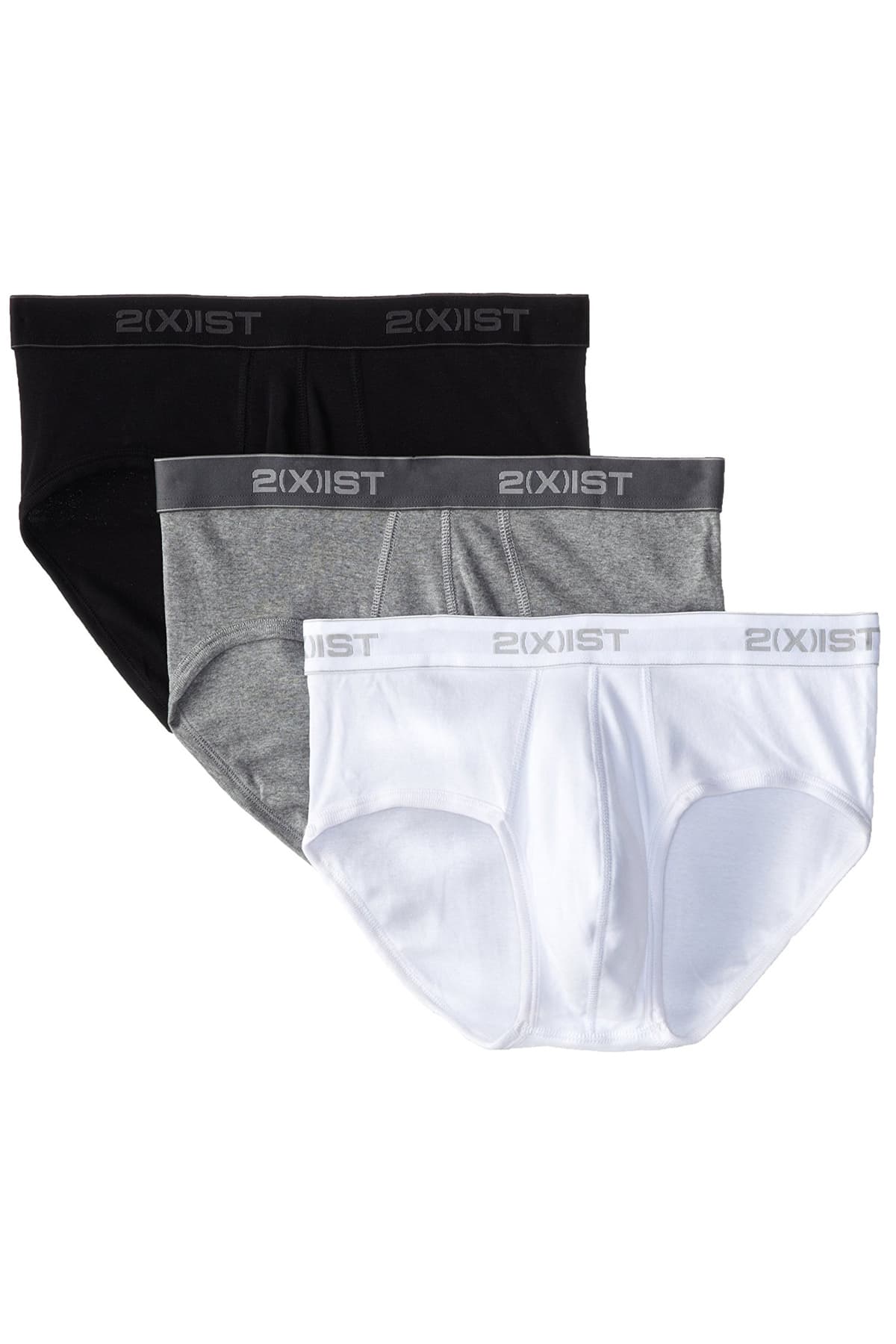 2(X)IST White/Black/Charcoal Essential Contour Brief 3-Pack – CheapUndies