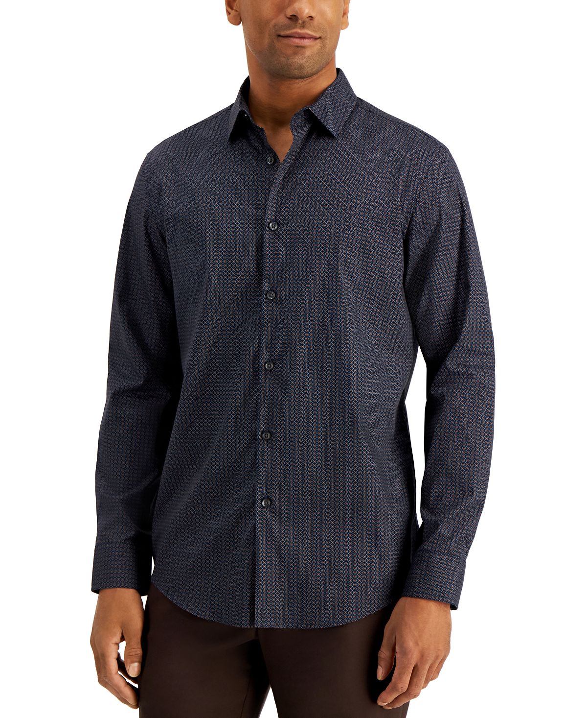 Alfani Regular-fit Optic Geo-print Shirt Dark Navy Cbo – CheapUndies
