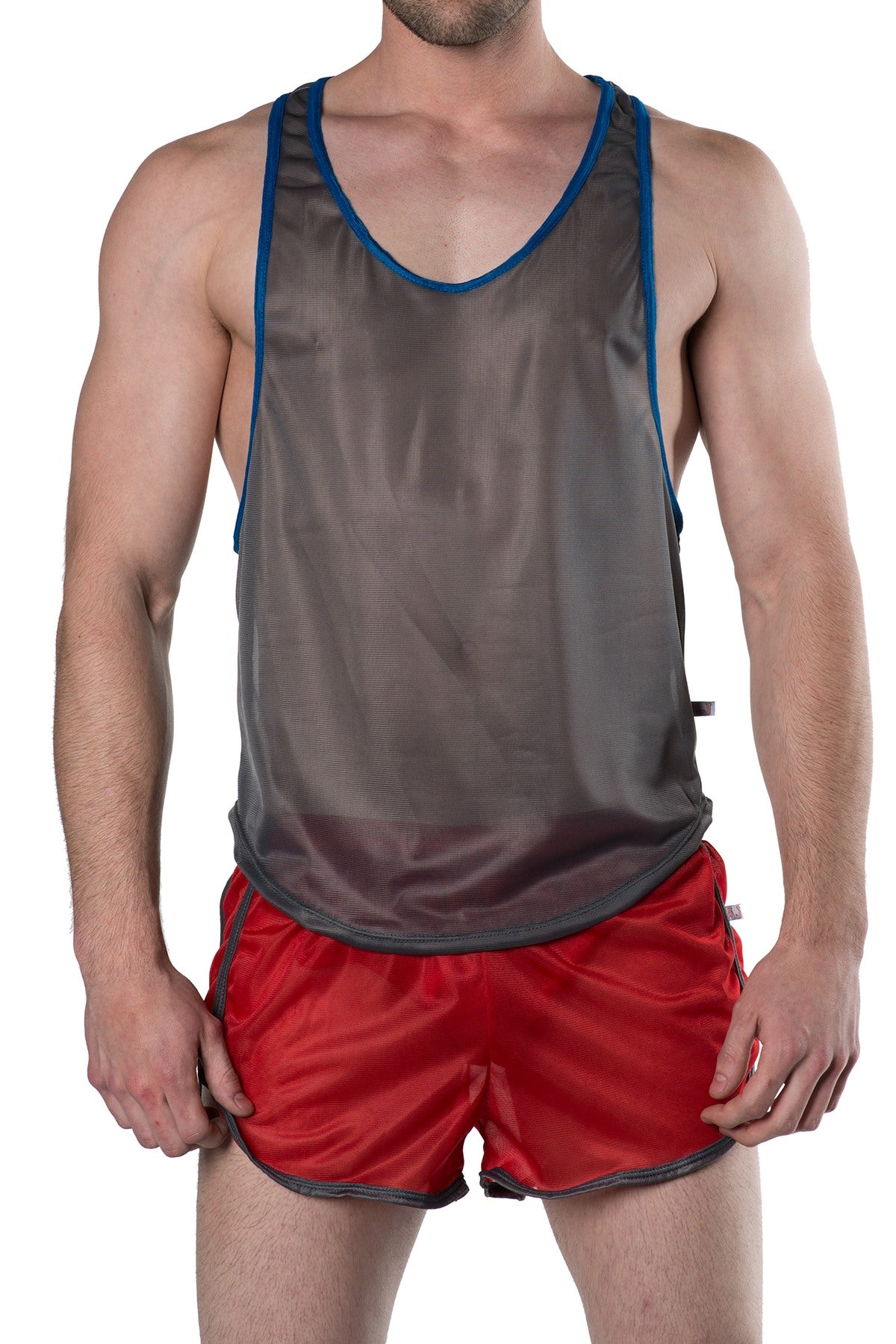 American Jock Grey/Royal Athletics Muscle Tee – CheapUndies