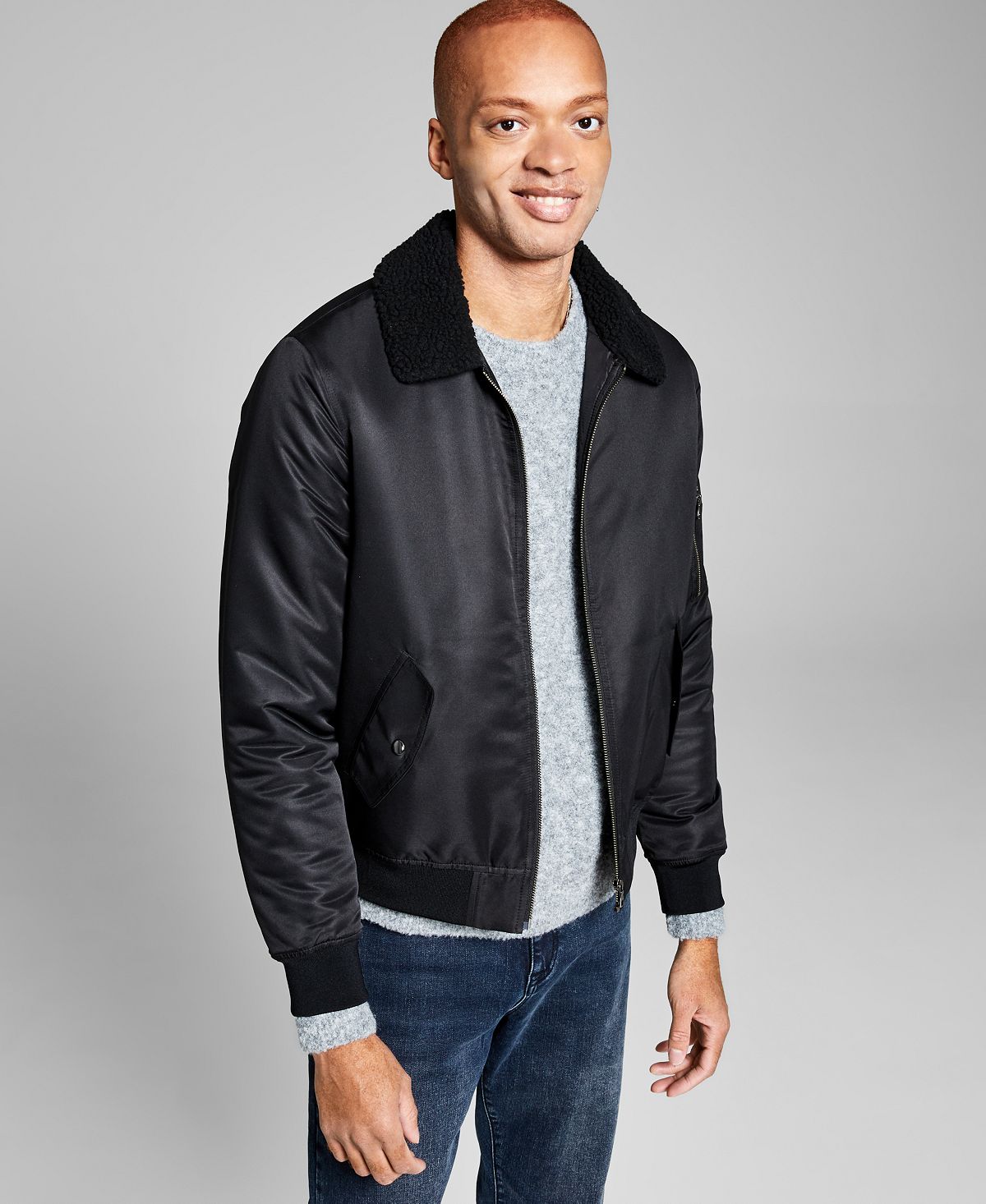 And Now This Bomber Jacket With Fleece Collar Black – CheapUndies