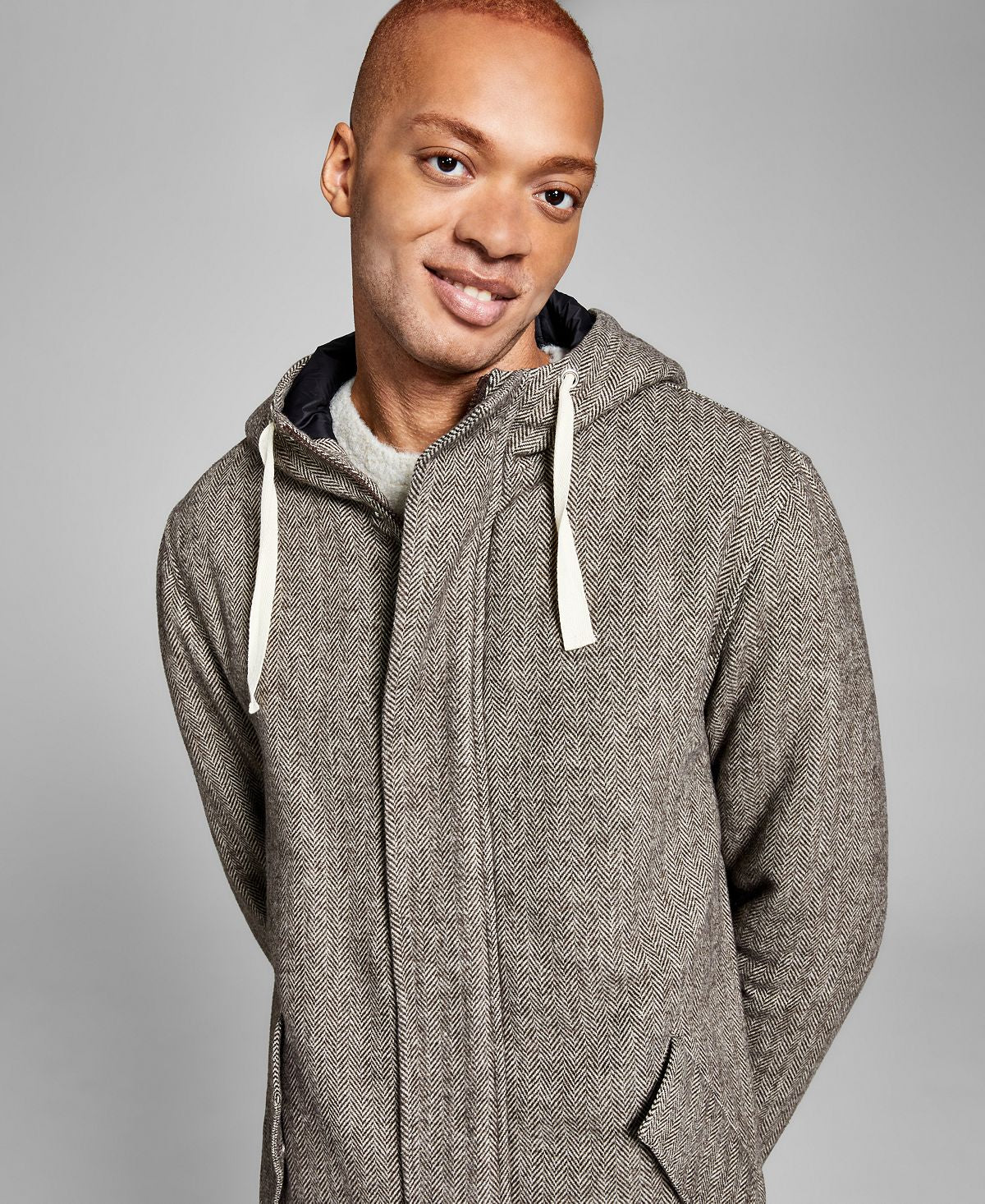 And Now This Herringbone Hooded Jacket Brown Herringbone – CheapUndies
