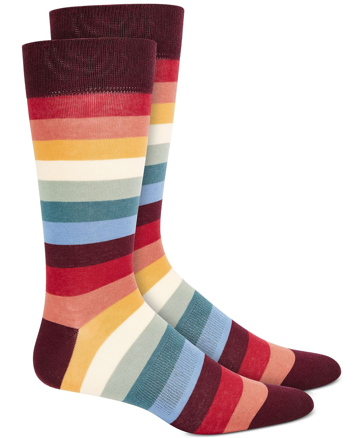 BAR III Striped Socks Burgundy Yellow – CheapUndies