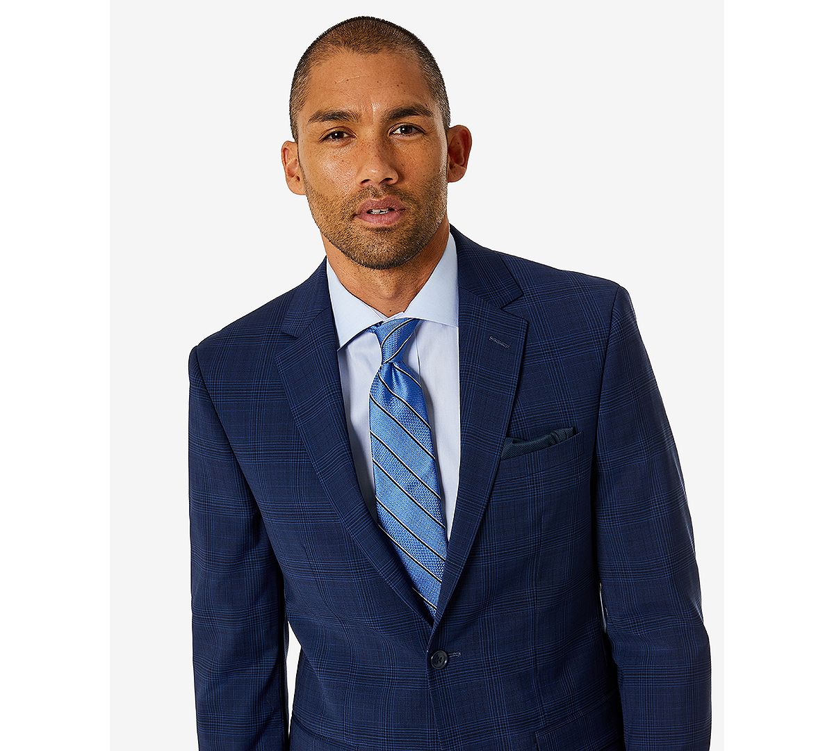 Bar Iii Skinny-fit Suit Separate Jacket Created For Blue Plaid ...
