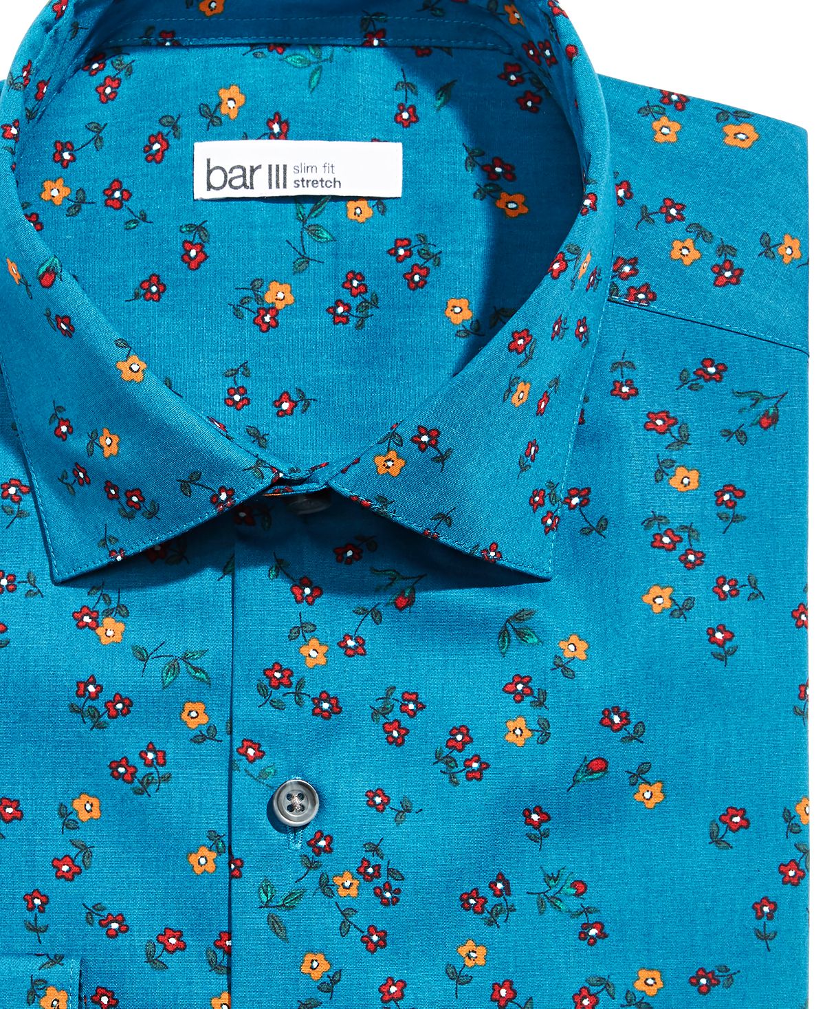 Bar Iii Slim-fit Performance Stretch Floral-print Dress Shirt Blue Ber ...