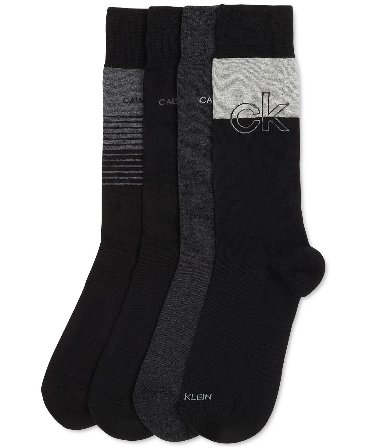 Calvin Klein 4-pk. Iconic Logo Dress Crew Socks Black Assorted ...
