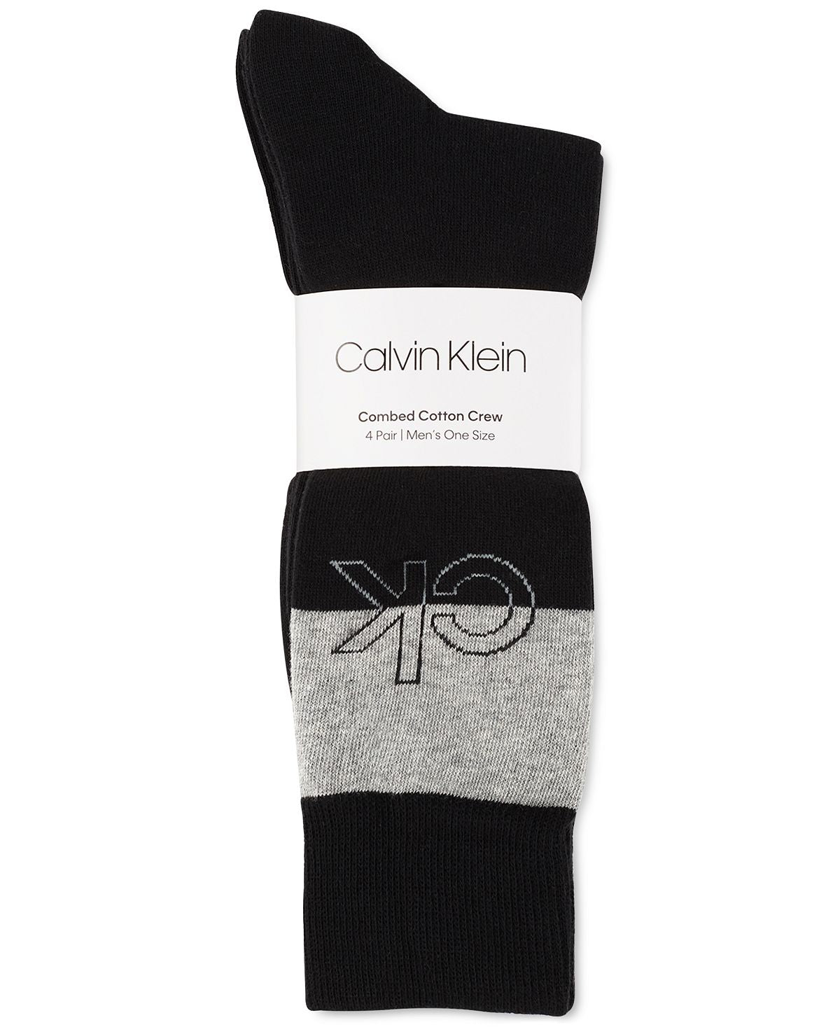 Calvin Klein 4-pk. Iconic Logo Dress Crew Socks Black Assorted ...