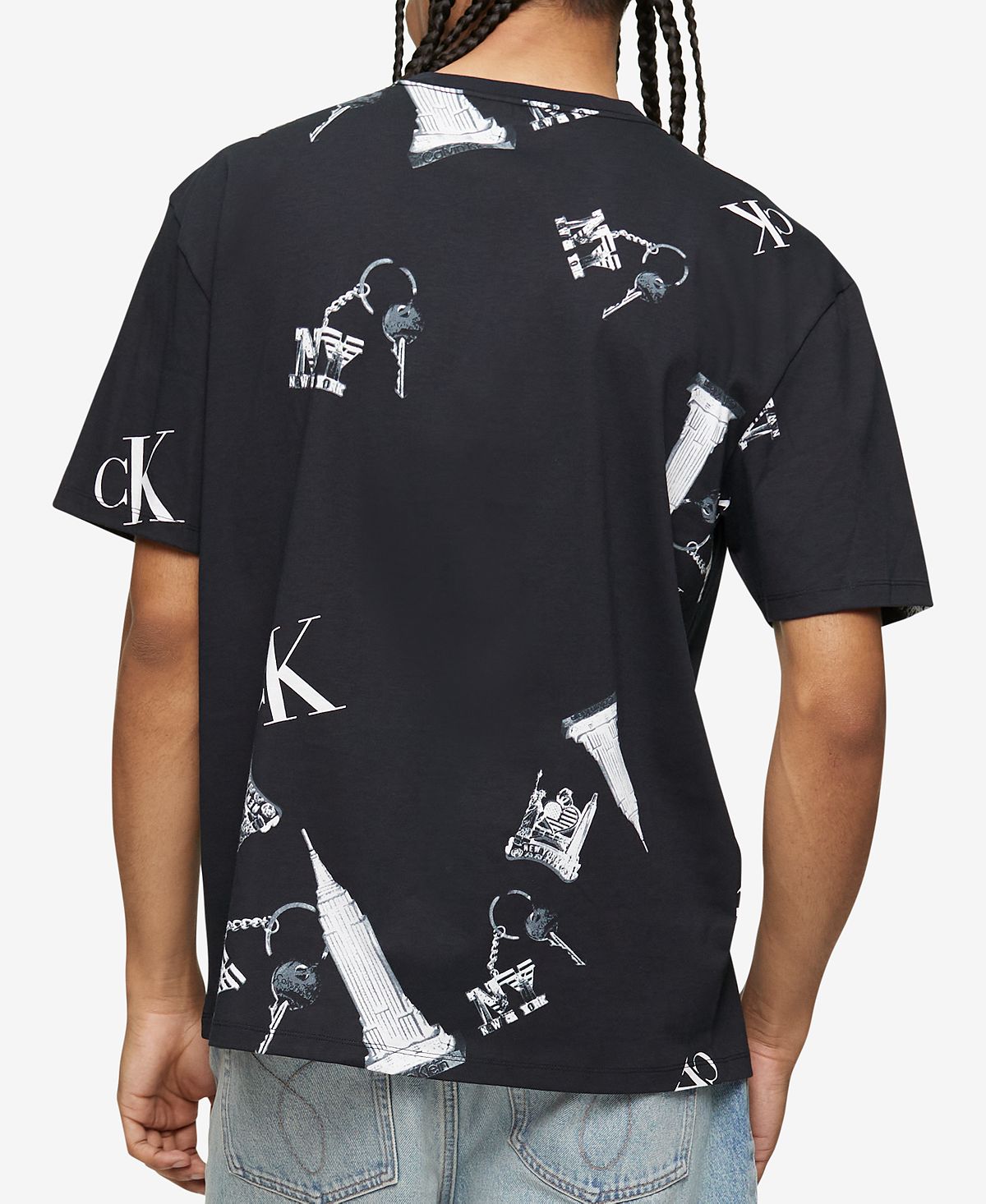 Calvin Klein Relaxed Fit Logo Graphic Print T-shirt Black Keychain ...