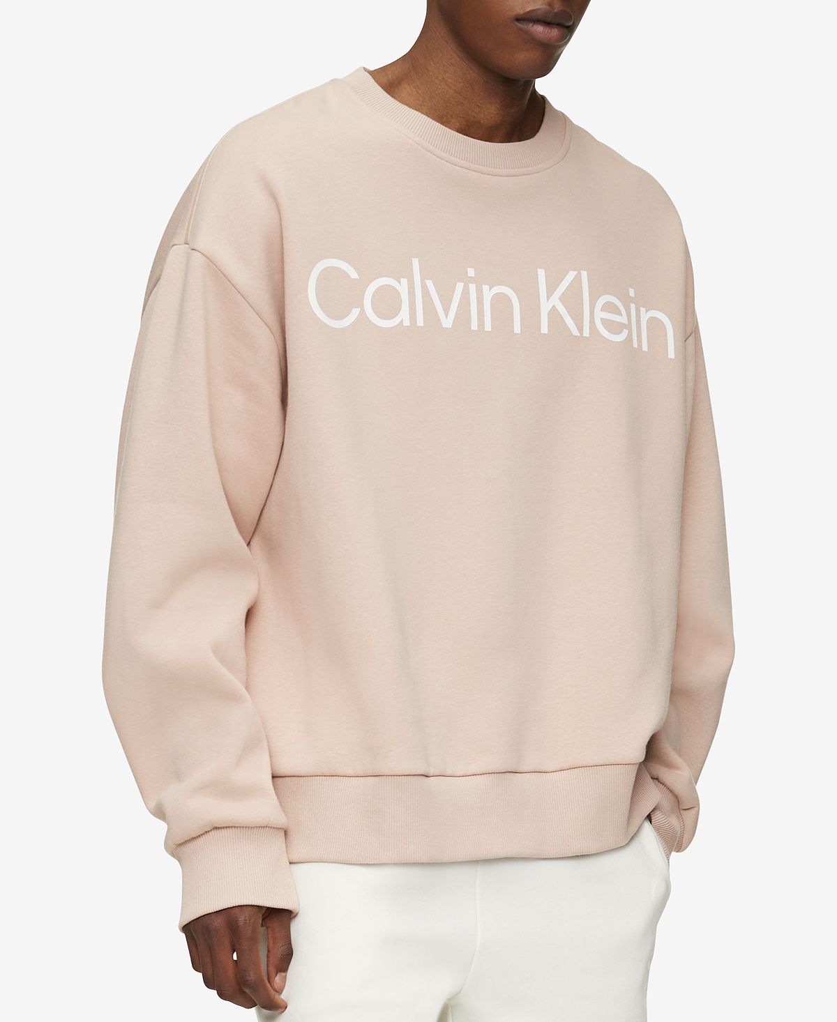 Calvin Klein Relaxed Fit Wide Logo-print Sweatshirt Rugby Tan – CheapUndies