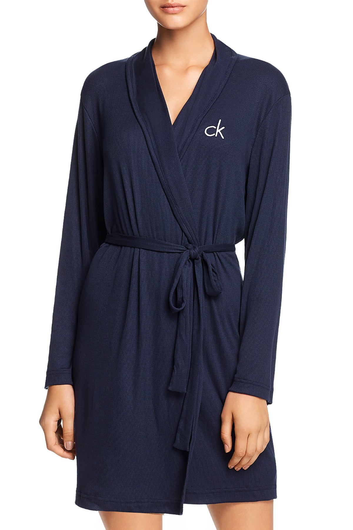 Calvin Klein Shoreline-Navy Hashtag Sleep Jersey-Knit Sleep Robe ...