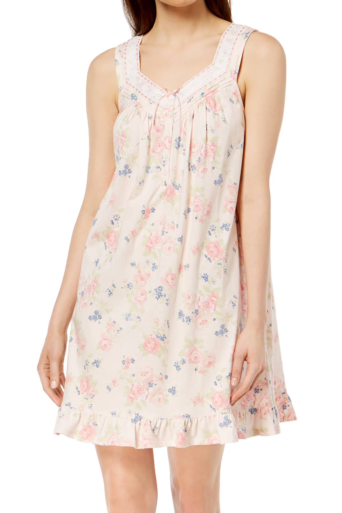 Charter Club Intimates Pink Rambling Rose Sleeveless Pleated Ruffle Ni ...