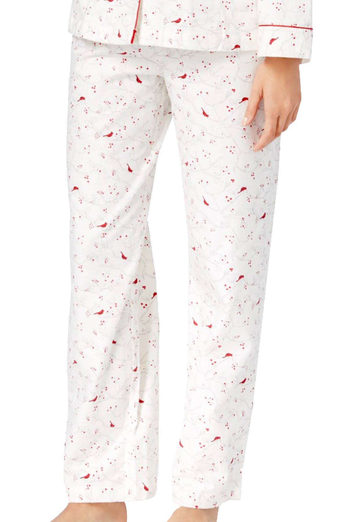 Charter Club Printed Cotton Flannel Pajama Set in Ivory Cardinal ...