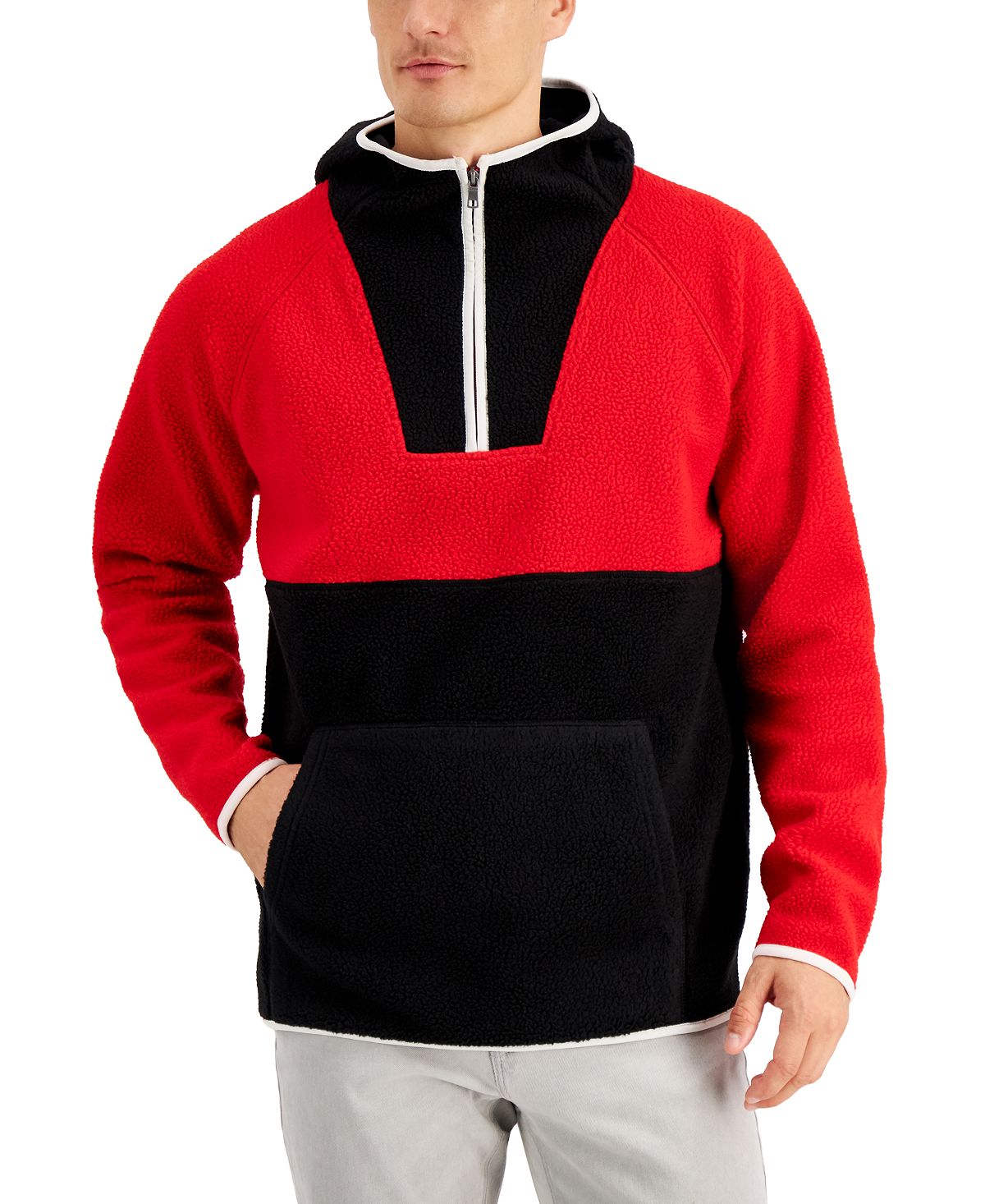 Club Room Colorblocked Anorak Sweater Ablaze Red Combo – CheapUndies