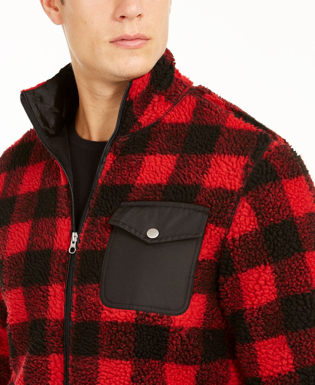 Club Room Full-zip Plaid Sherpa Jacket Fire – CheapUndies