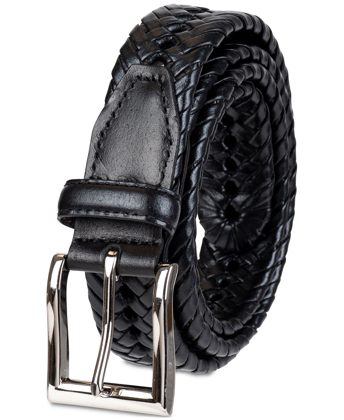 Club Room Leather Braided Belt Black – CheapUndies