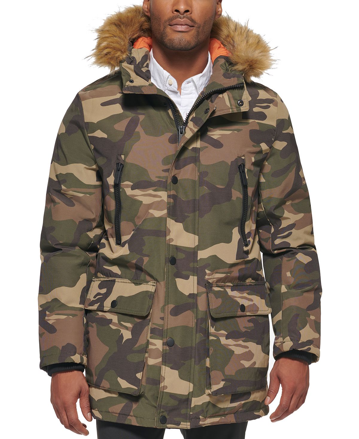 Club Room Parka With A Faux Fur-hood Jacket Camouflage – CheapUndies