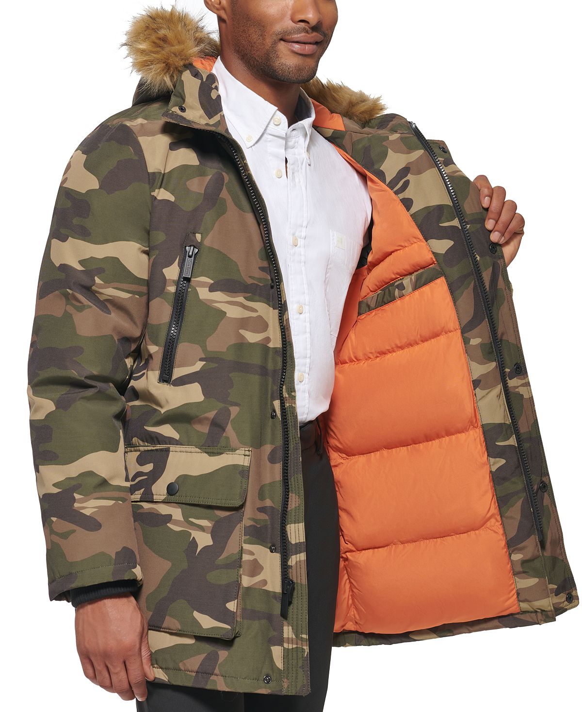 Club Room Parka With A Faux Fur-hood Jacket Camouflage – CheapUndies