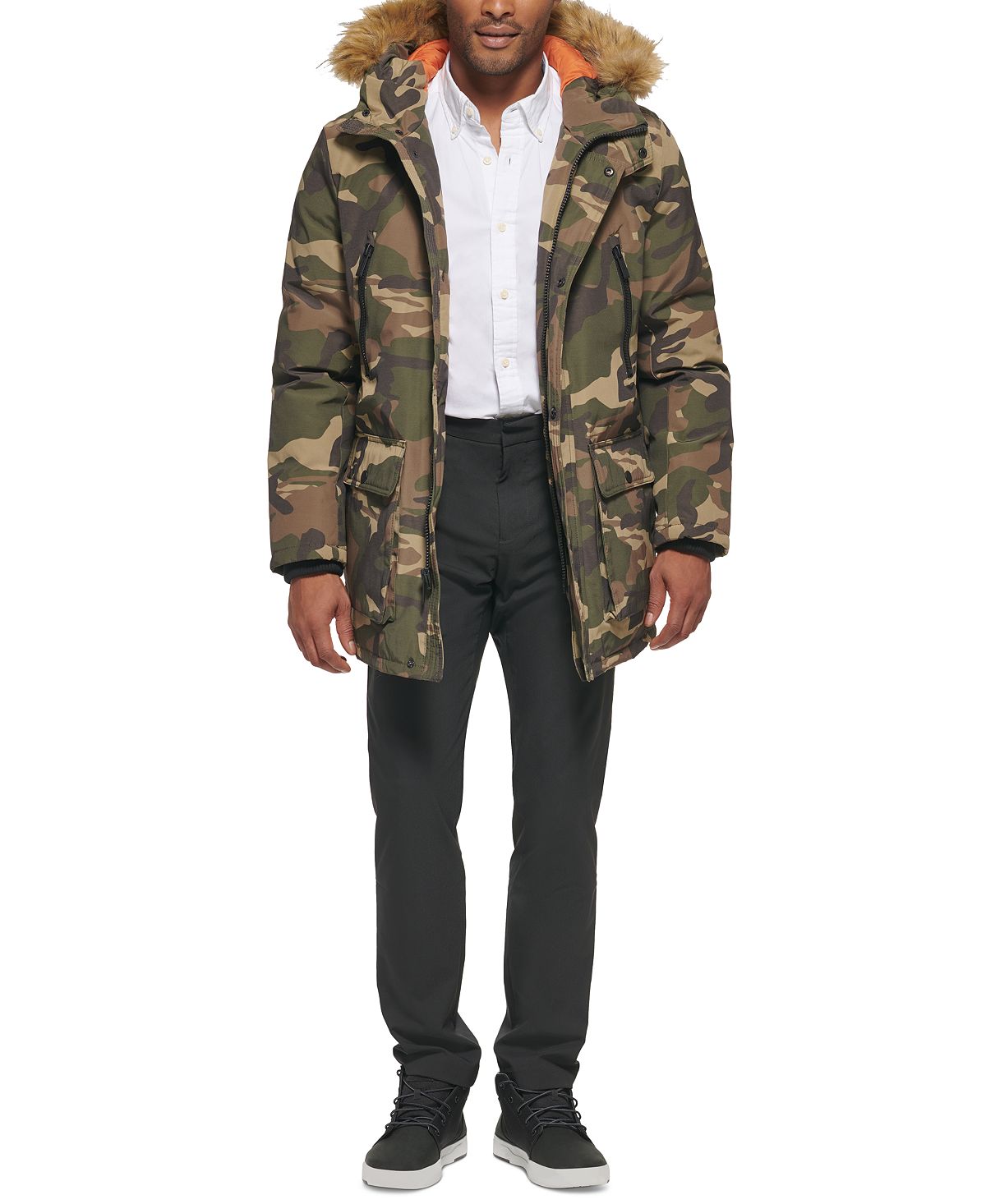 Club Room Parka With A Faux Fur-hood Jacket Camouflage – CheapUndies
