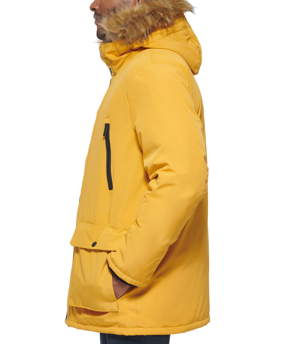 Club Room Parka With A Faux Fur-hood Jacket Yellow – CheapUndies