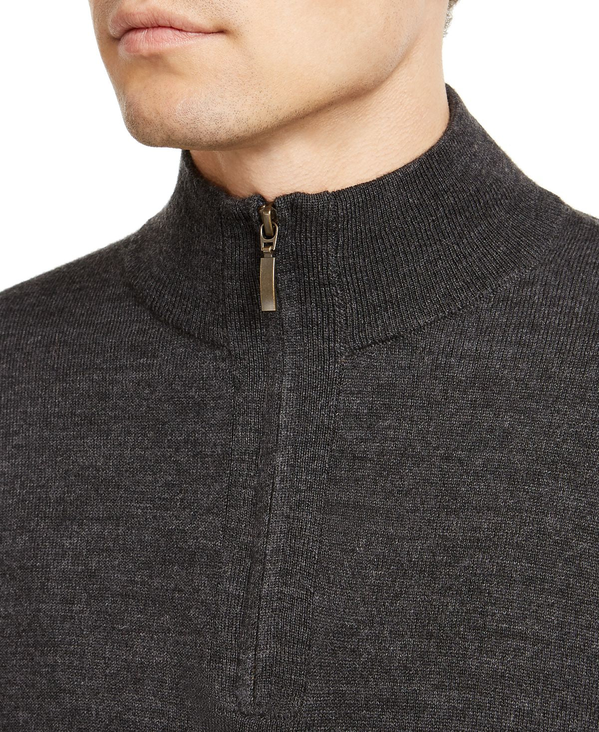 Club Room Quarter-zip Merino Wool Blend Sweater Ebony Heather – CheapUndies