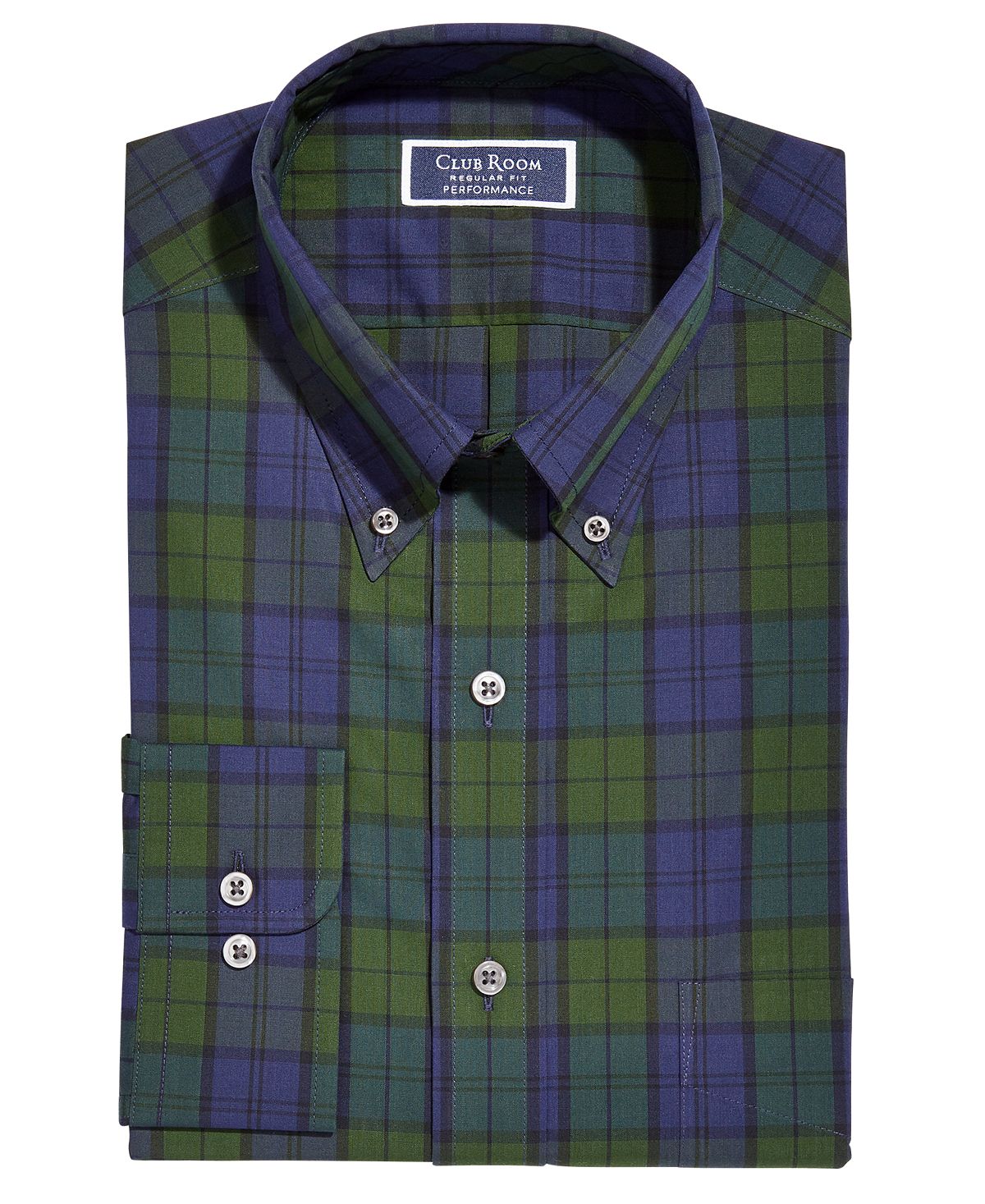 Club Room Regular Fit Cotton Plaid Dress Shirt Navy Green – CheapUndies