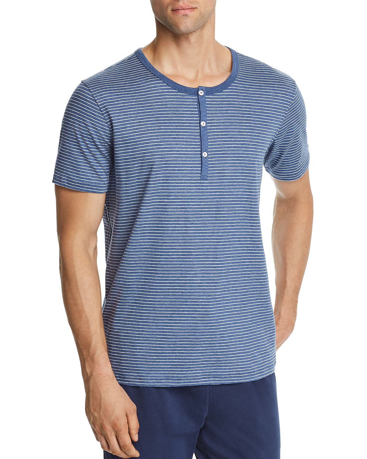 Daniel Buchler Lounge Short-sleeve Striped Henley Navy – CheapUndies