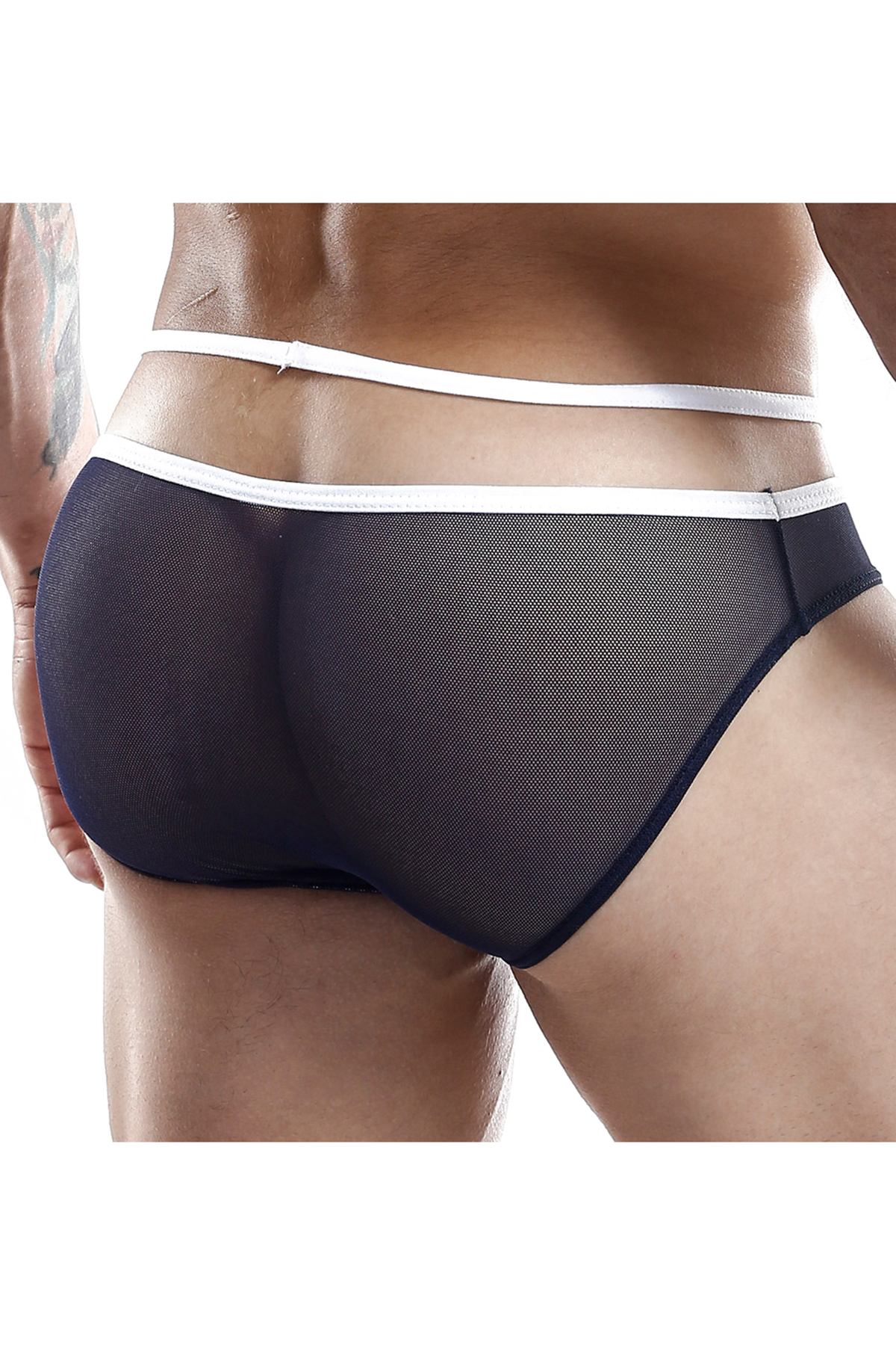 Good Devil Navy Mesh Versatile Strap Keyhole Bikini Brief – CheapUndies