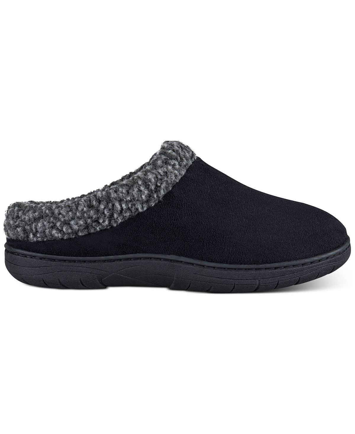 Haggar Faux-suede Clog Slippers With Fleece Collar Black – CheapUndies