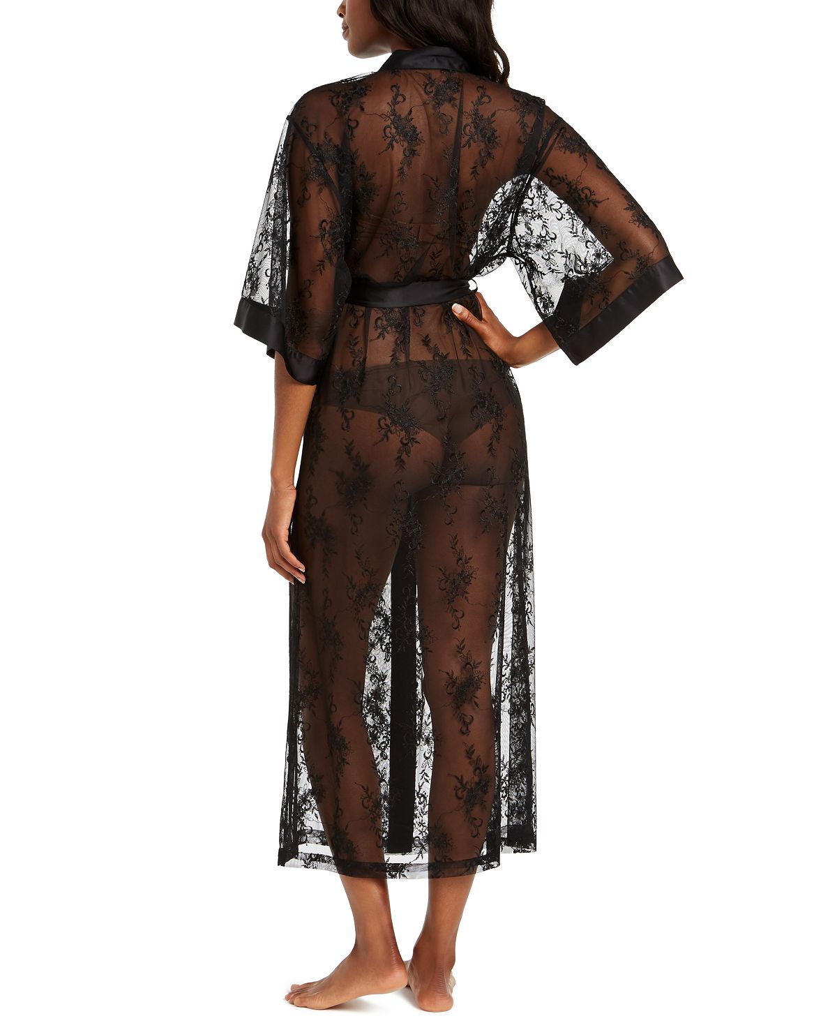 Inc International Concepts Inc Long Lace Wrap Robe Deep Black – CheapUndies