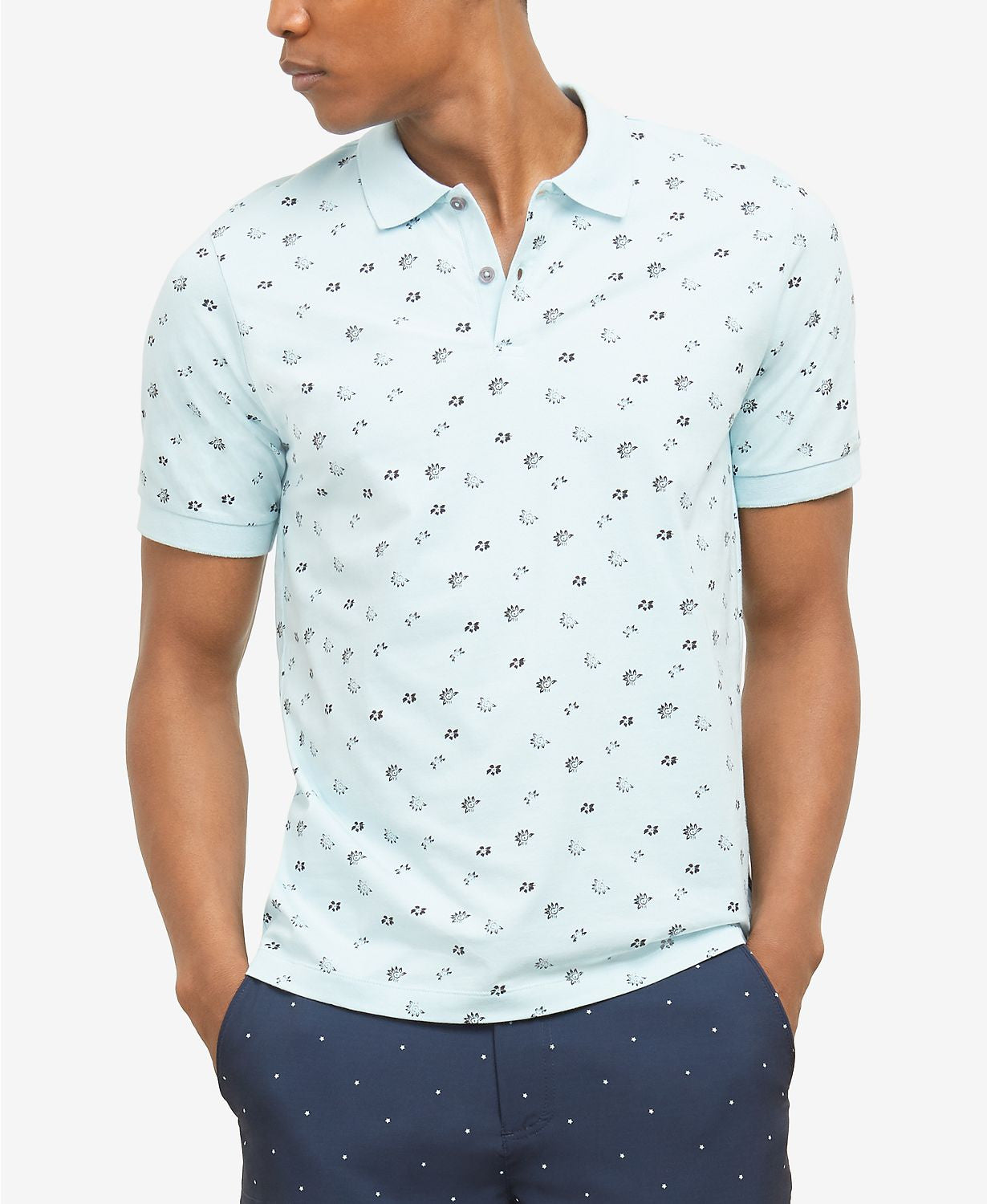 Kenneth Cole Floral Graphic Polo Corydalis Blue – CheapUndies
