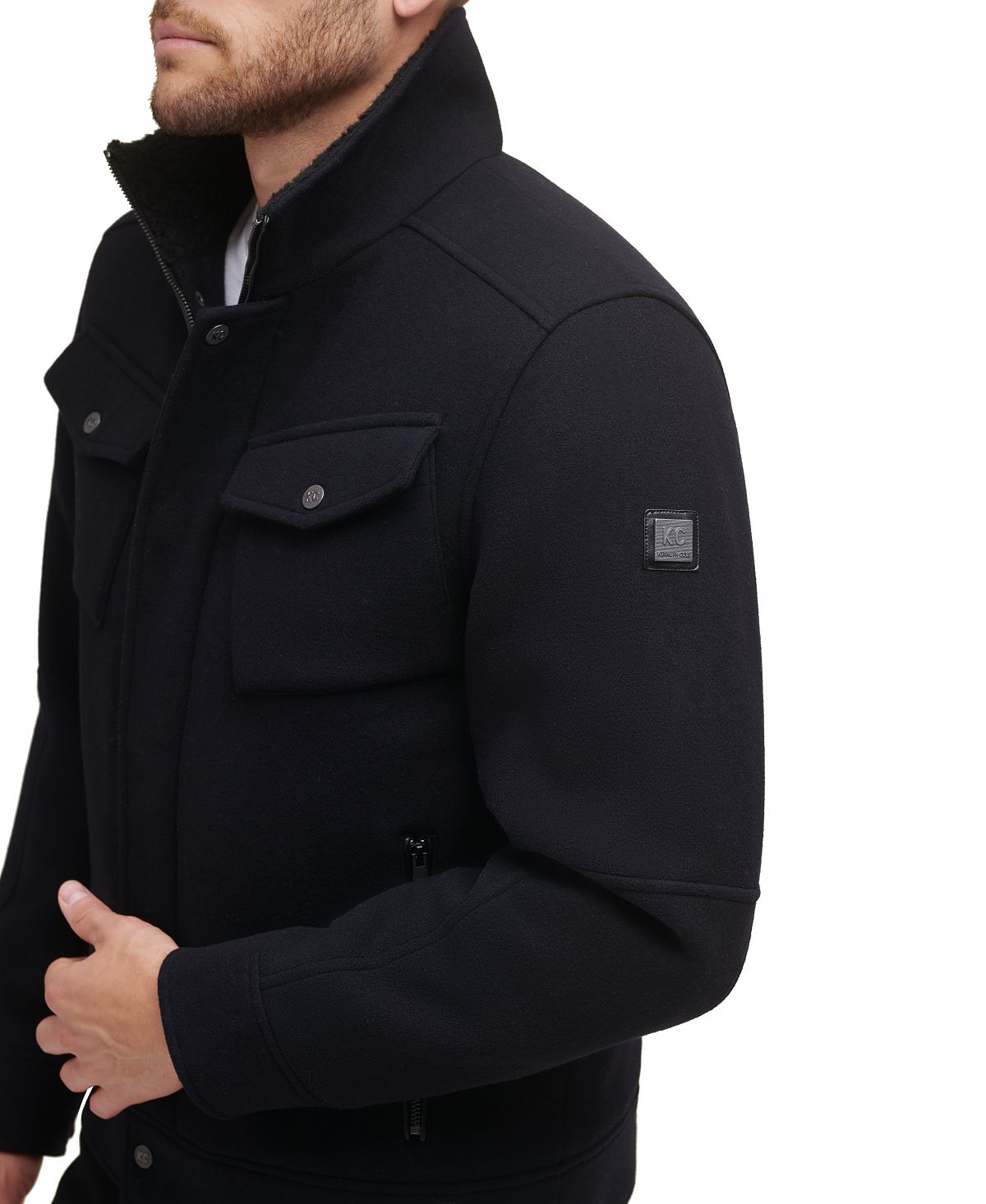 Kenneth Cole Textured Wool Sherpa Inner Collar Jacket Black – CheapUndies