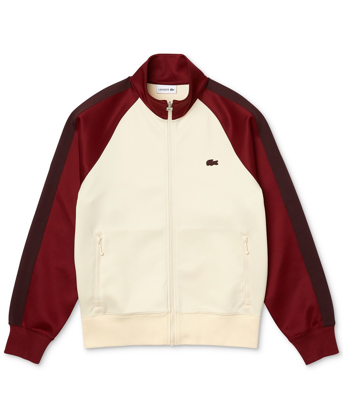 Lacoste Colorblocked Zip-up Sweatshirt Naturel Clair/pinot-oxali ...