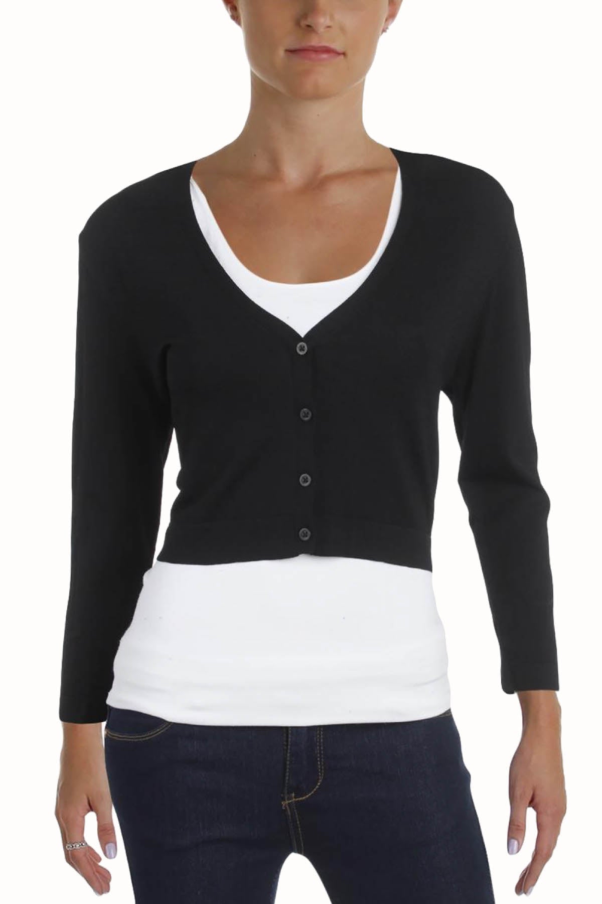 Lauren Ralph Lauren Black Chiara Cropped Button-Down Cardigan – CheapUndies