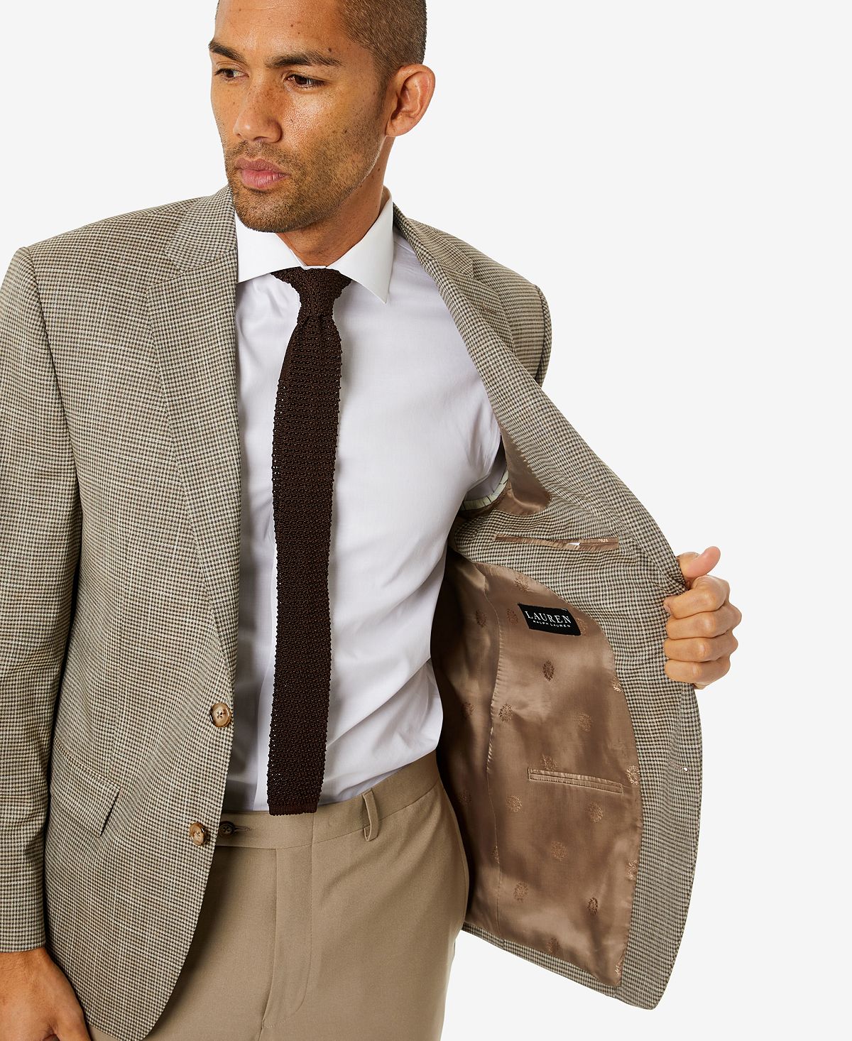 Lauren Ralph Lauren Ultraflex Brown & Cream Check Blazer Brown/Cream ...