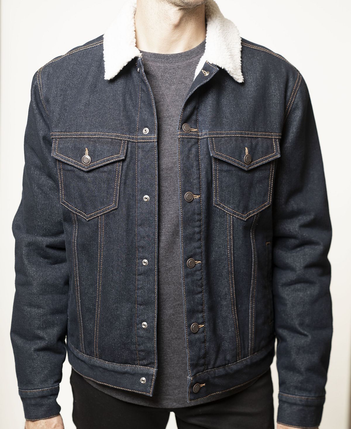 Lazer Sherpa Lined Denim Trucker Jacket Blue – CheapUndies