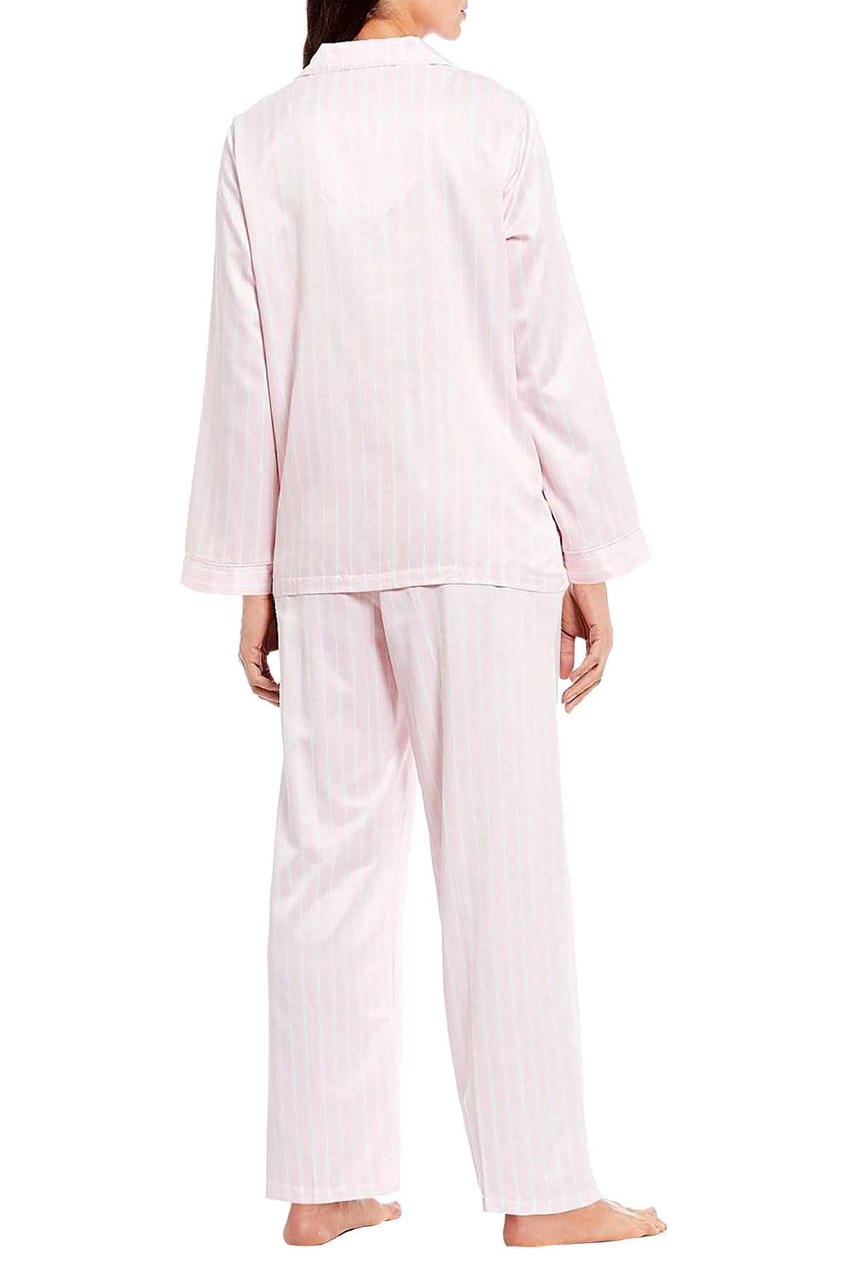 Miss Elaine Pink Stripe Brushed Back Satin Pajama Set – CheapUndies