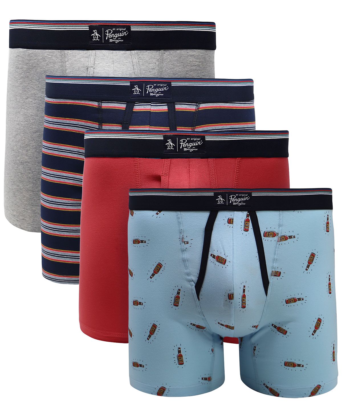 Original Penguin 4-pk. Graphic Boxer Briefs Lt Grey Heather – CheapUndies