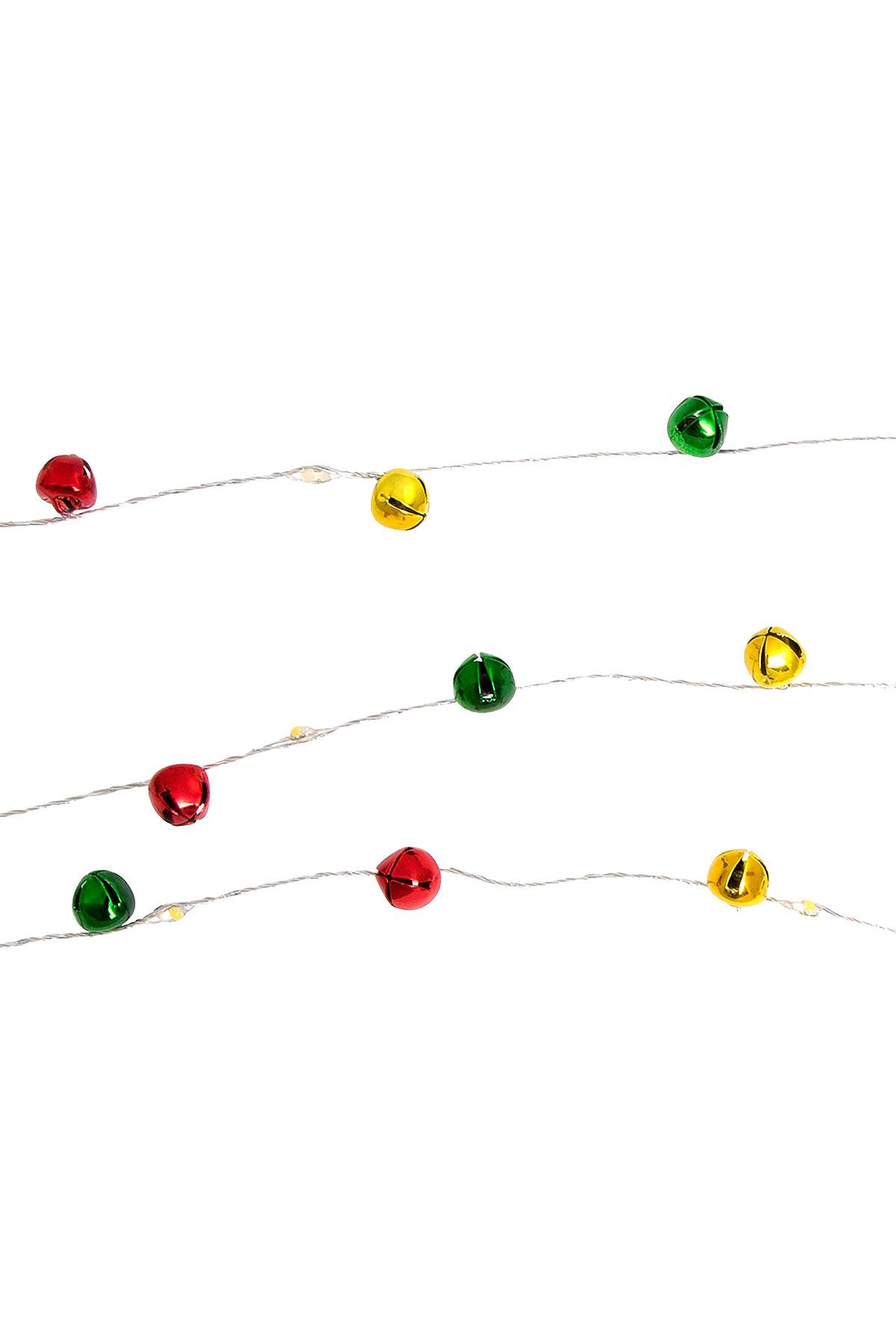 Studio Mercantile Red/Green/Gold Micro Jingle-Bells Warm-White Decorat ...