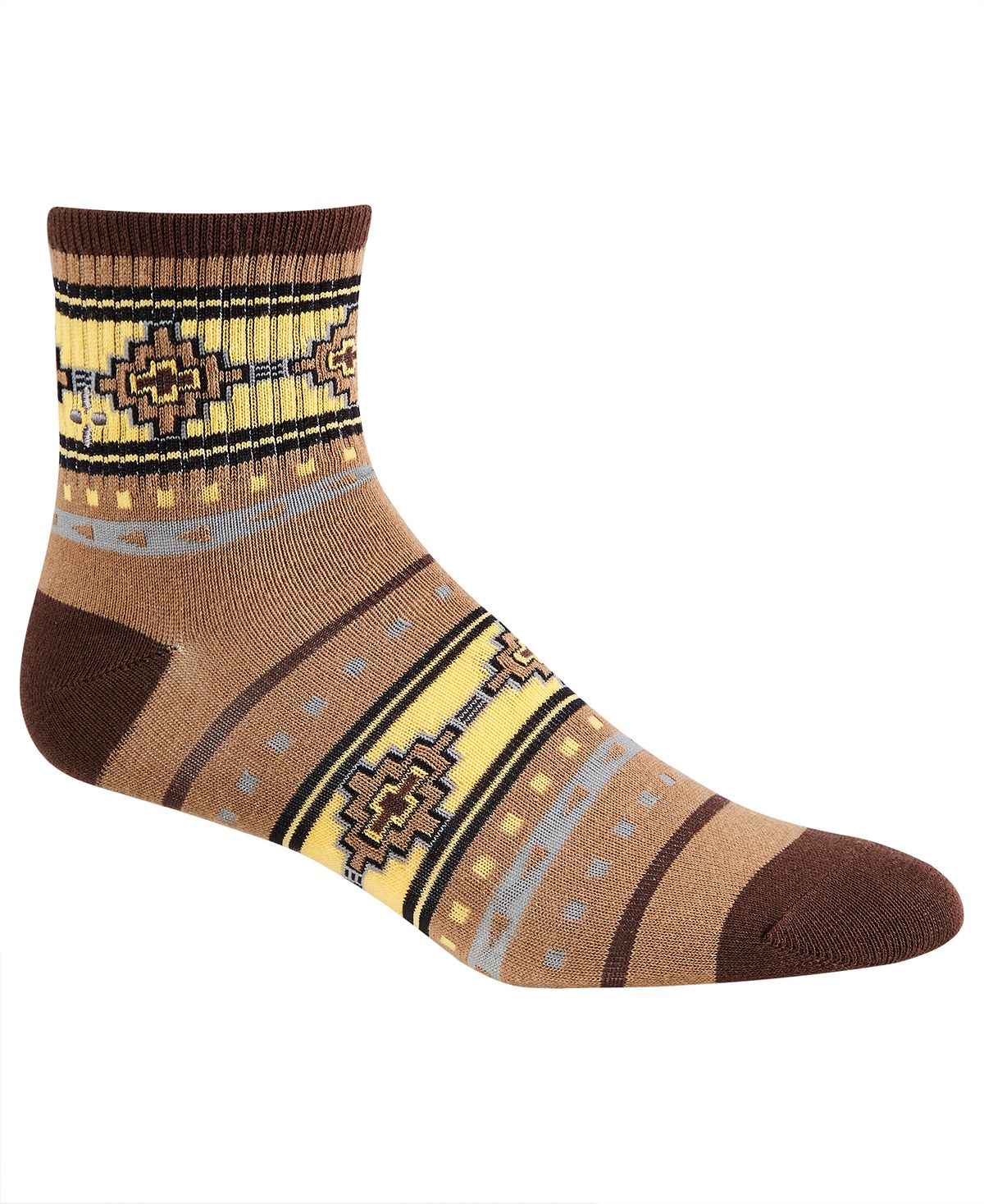 Sun + Stone Sun + Stone Aztec Patterned Half Calf Socks Brown Aztec ...