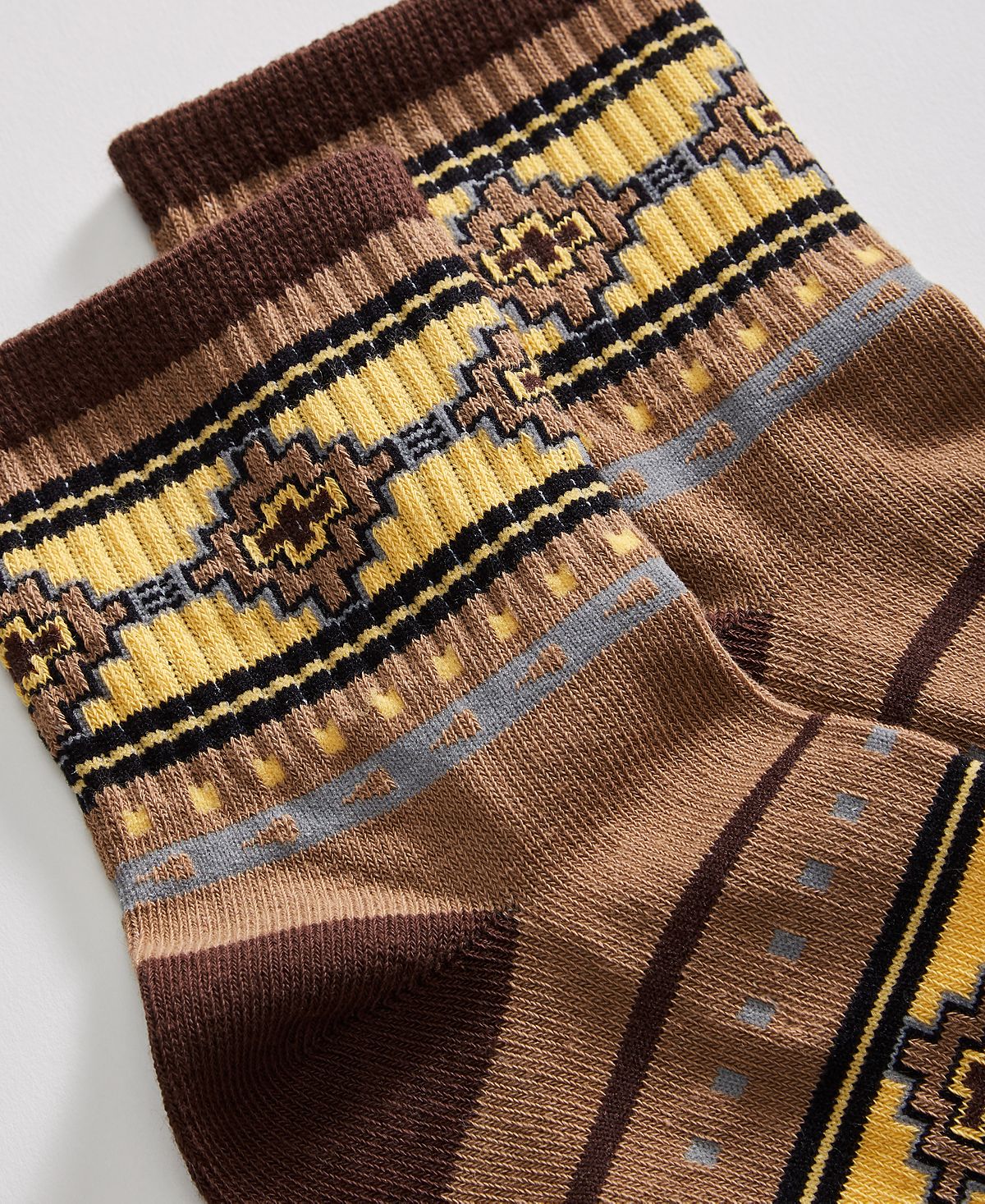 Sun + Stone Sun + Stone Aztec Patterned Half Calf Socks Brown Aztec ...