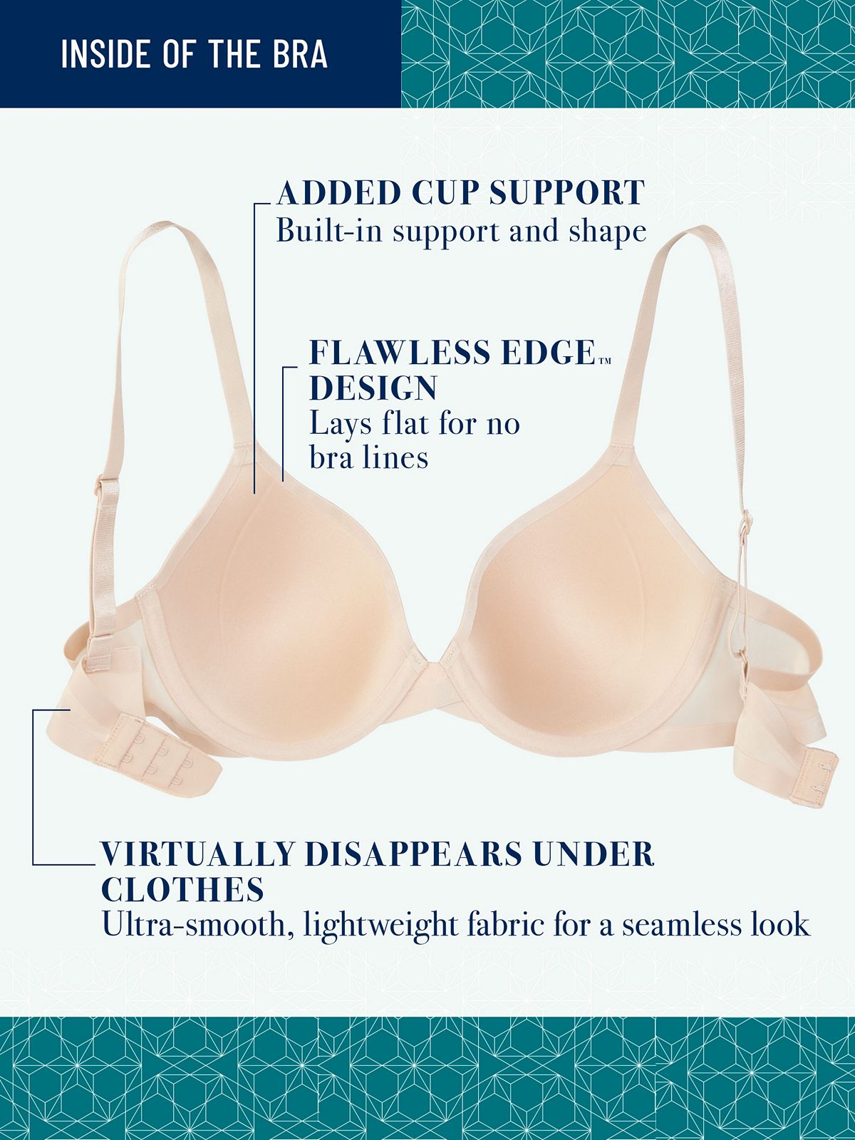 Vanity Fair Nearly Invisible Full Coverage Underwire Bra 75201 Damask ...
