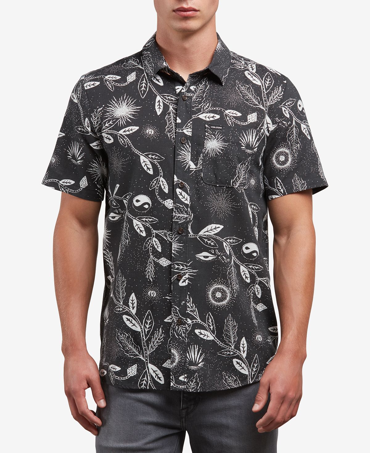 Volcom Broha Slim-fit Leaf-print Shirt Black – CheapUndies