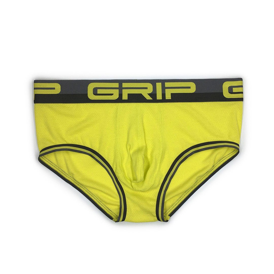 c-IN2 Sulphur Yellow Grip Mesh Mide Rise Brief – CheapUndies