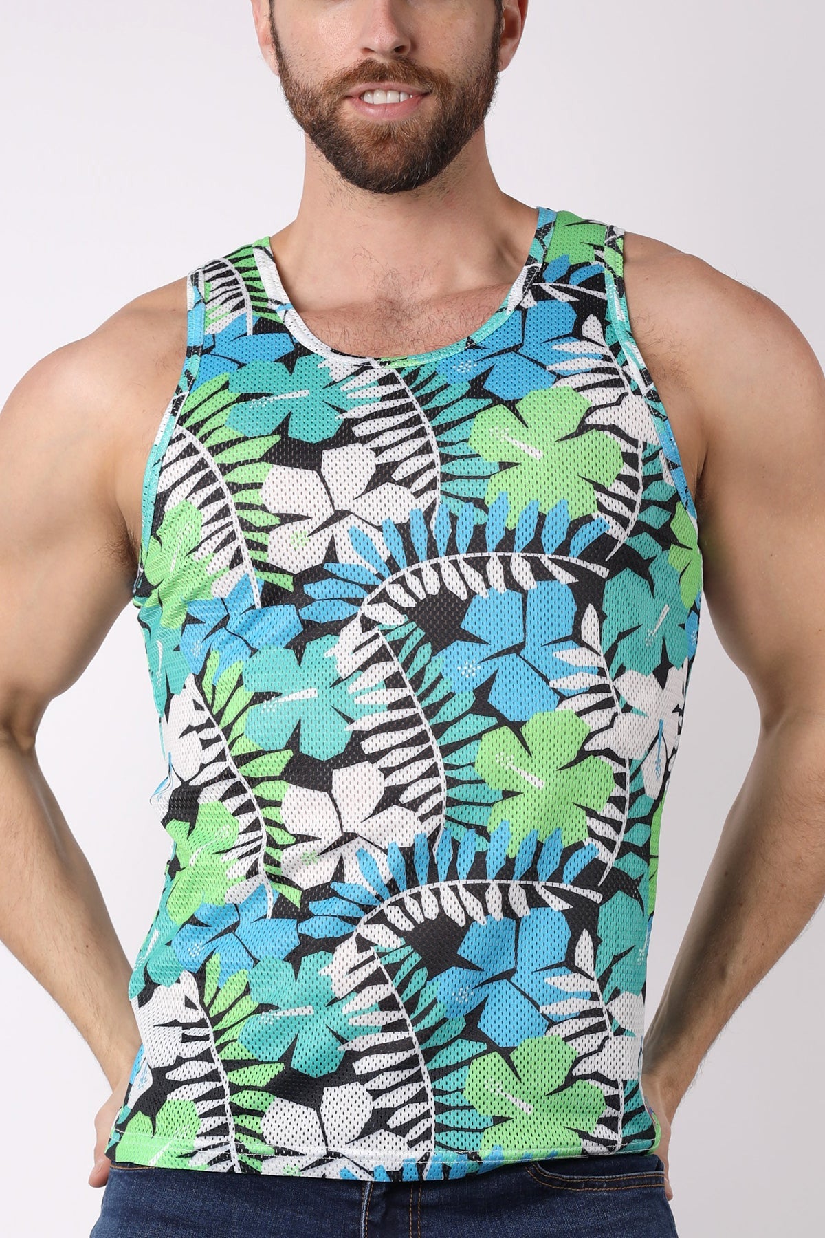 timoteo Black Pool Party Mesh Printed Tank Top – CheapUndies